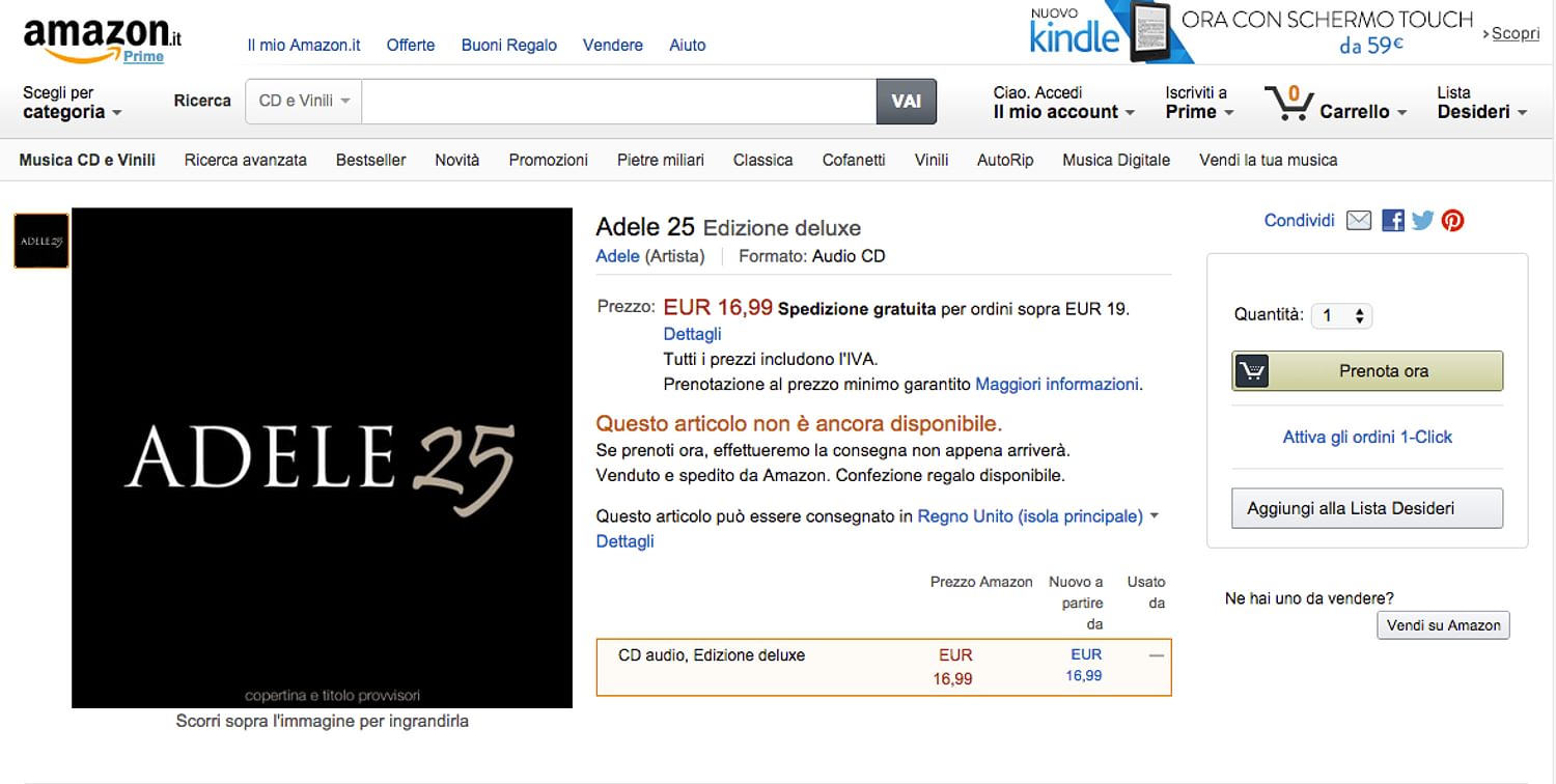 Has Amazon Italy given Adele’s game away? • News • DIY Magazine